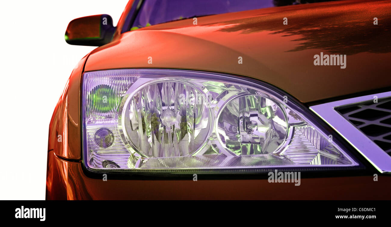 Red car isolated on white Stock Photo - Alamy