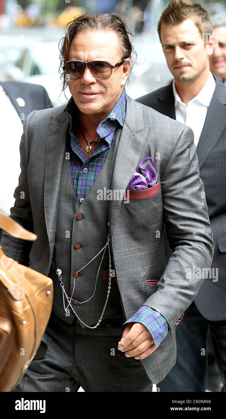 Actor Mickey Rourke outside the Ed Sullivan Theater for the Late Show ...