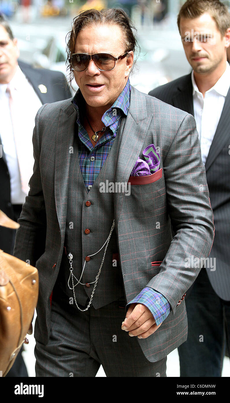 Actor Mickey Rourke outside the Ed Sullivan Theater for the Late Show ...