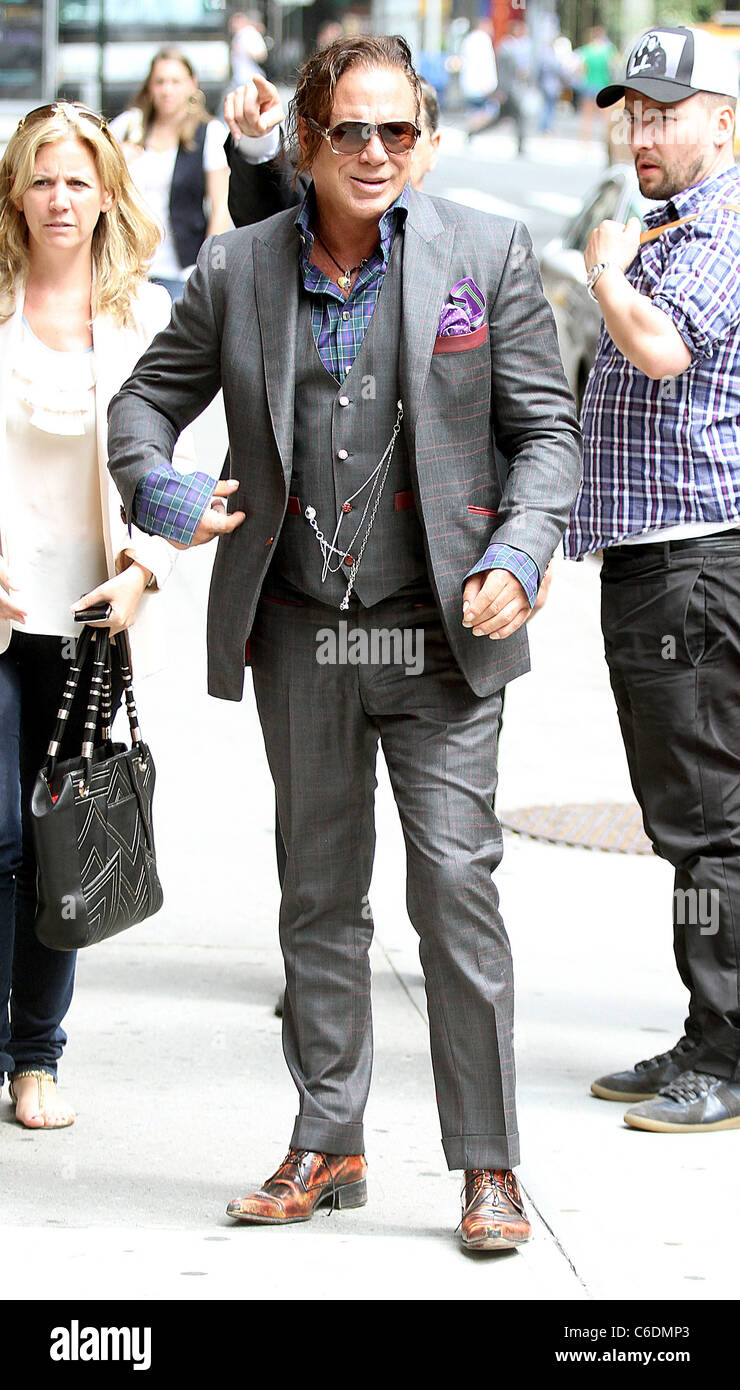 Actor Mickey Rourke outside the Ed Sullivan Theater for the Late Show ...