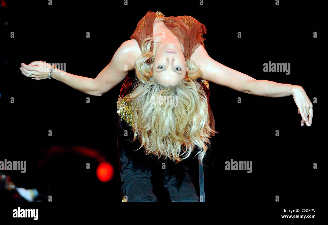 Singer Shakira performing on stage at the Rock in Rio Festival (largest ...