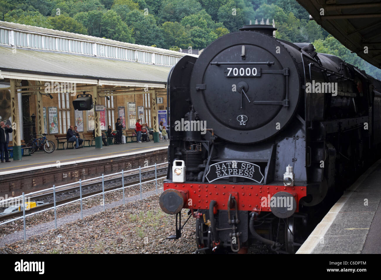 Bath Spa Express steam train pulling into Bath Spa train station at ...