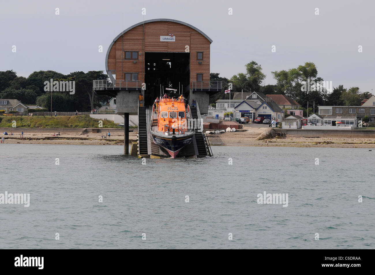 Bembridge RNLI Tamar lifeboat launches down the slipway Stock Photo - Alamy