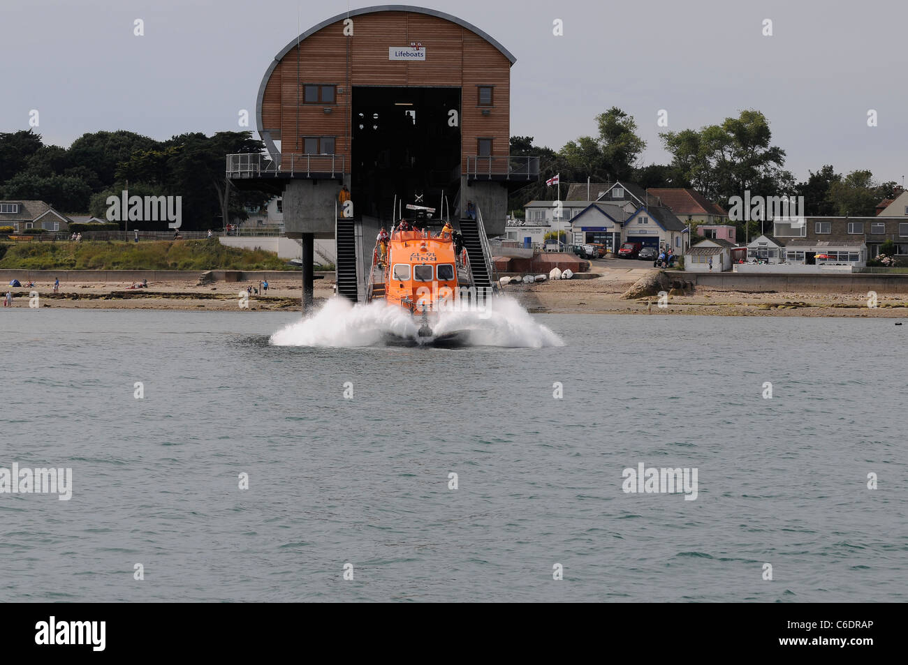 Bembridge RNLI Tamar lifeboat launches down the slipway Stock Photo - Alamy