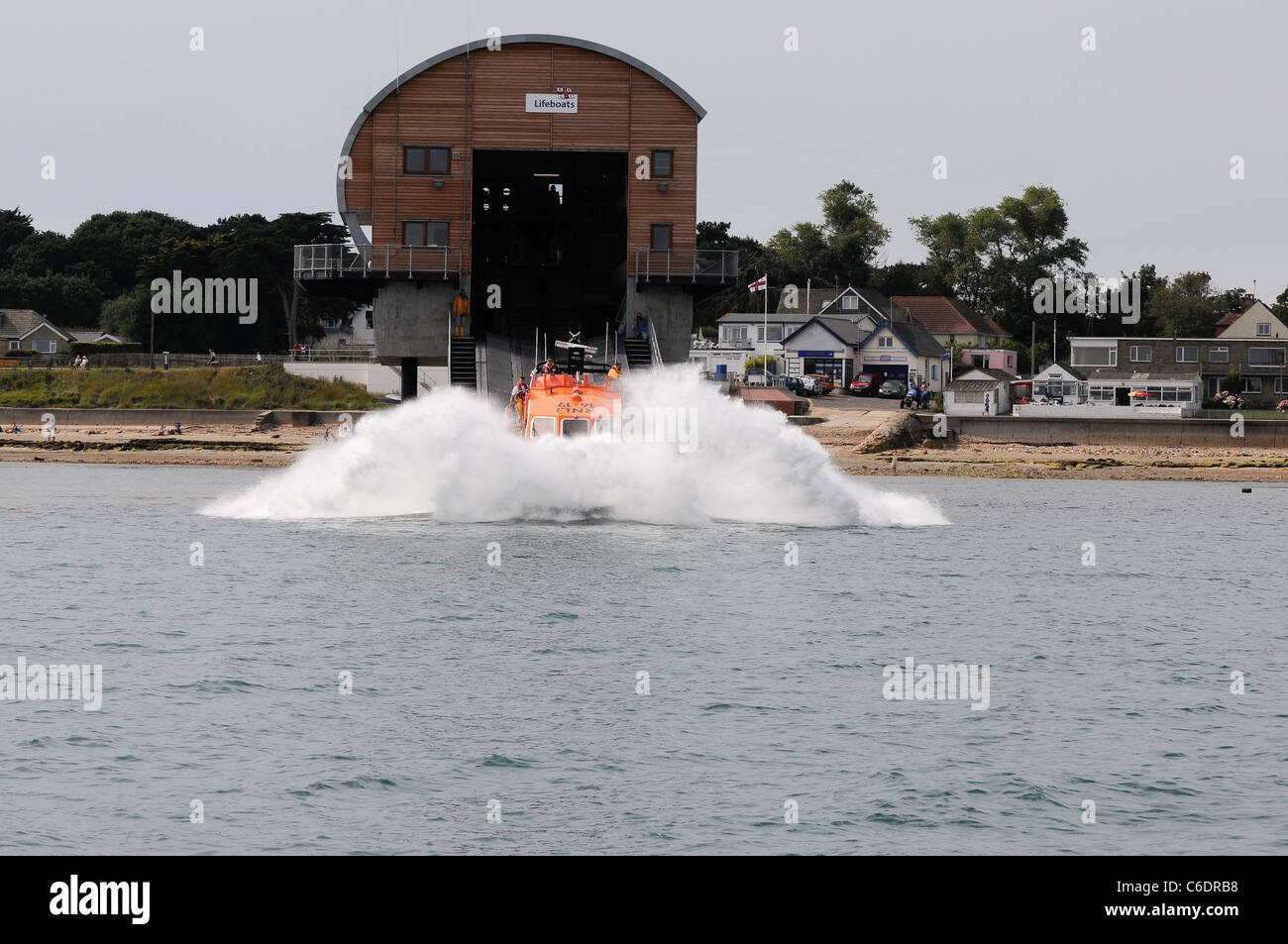 Bembridge RNLI Tamar lifeboat launches down the slipway Stock Photo - Alamy