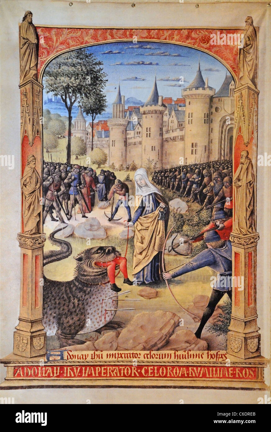 Mural inside castle Chateau Tarascon Gard Provence France showing ...