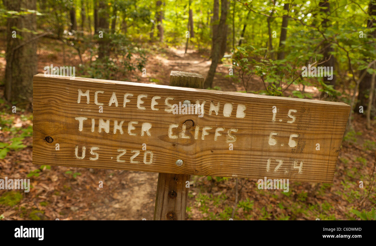 APPALACHIAN TRAIL, VIRGINIA, USA - Sign on trail to McAfee Knob on ...