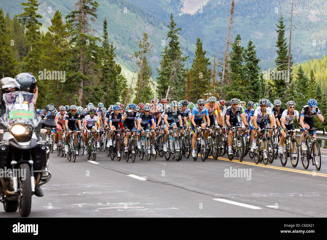 Professional cyclists race over Monarch Pass in Stage One of the USA ...