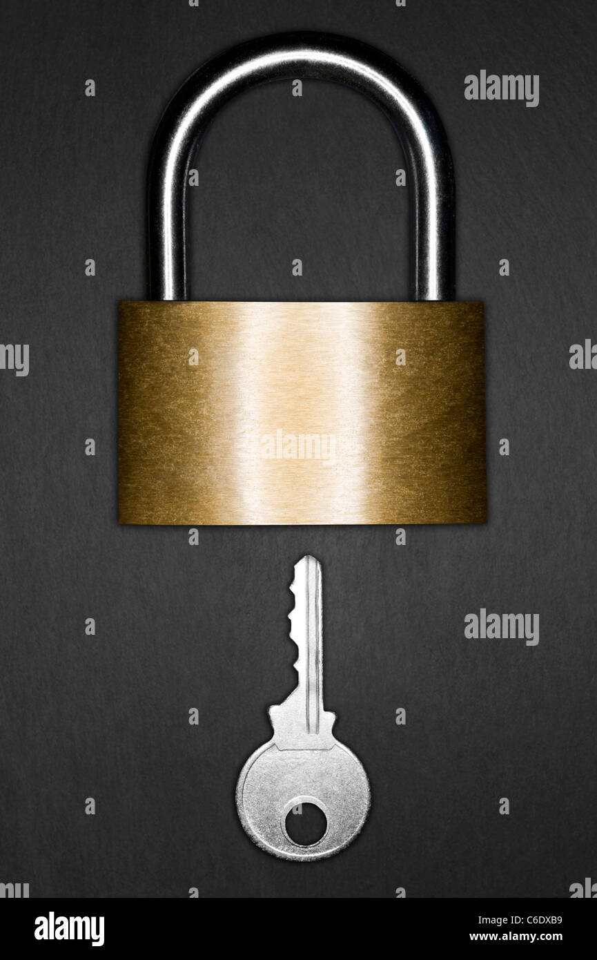 Locked Padlock and Key Stock Photo - Alamy