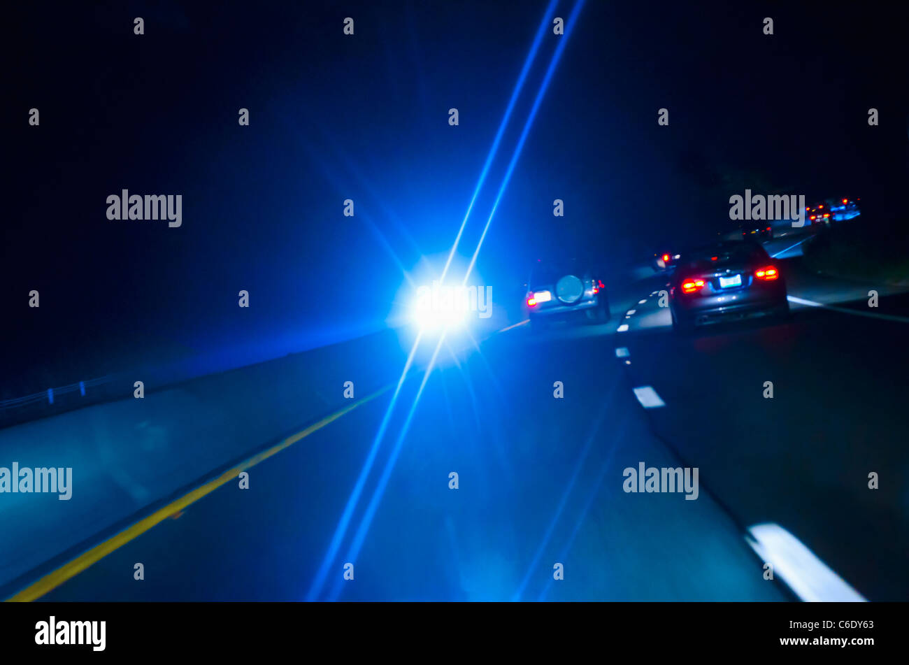 Car on road night time hi-res stock photography and images - Alamy