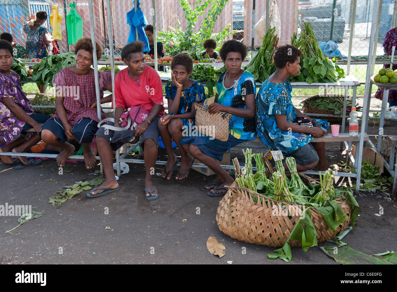 Local Ladies and Vendors in the Fruit and Vegetable Market, Rabaul Town ...