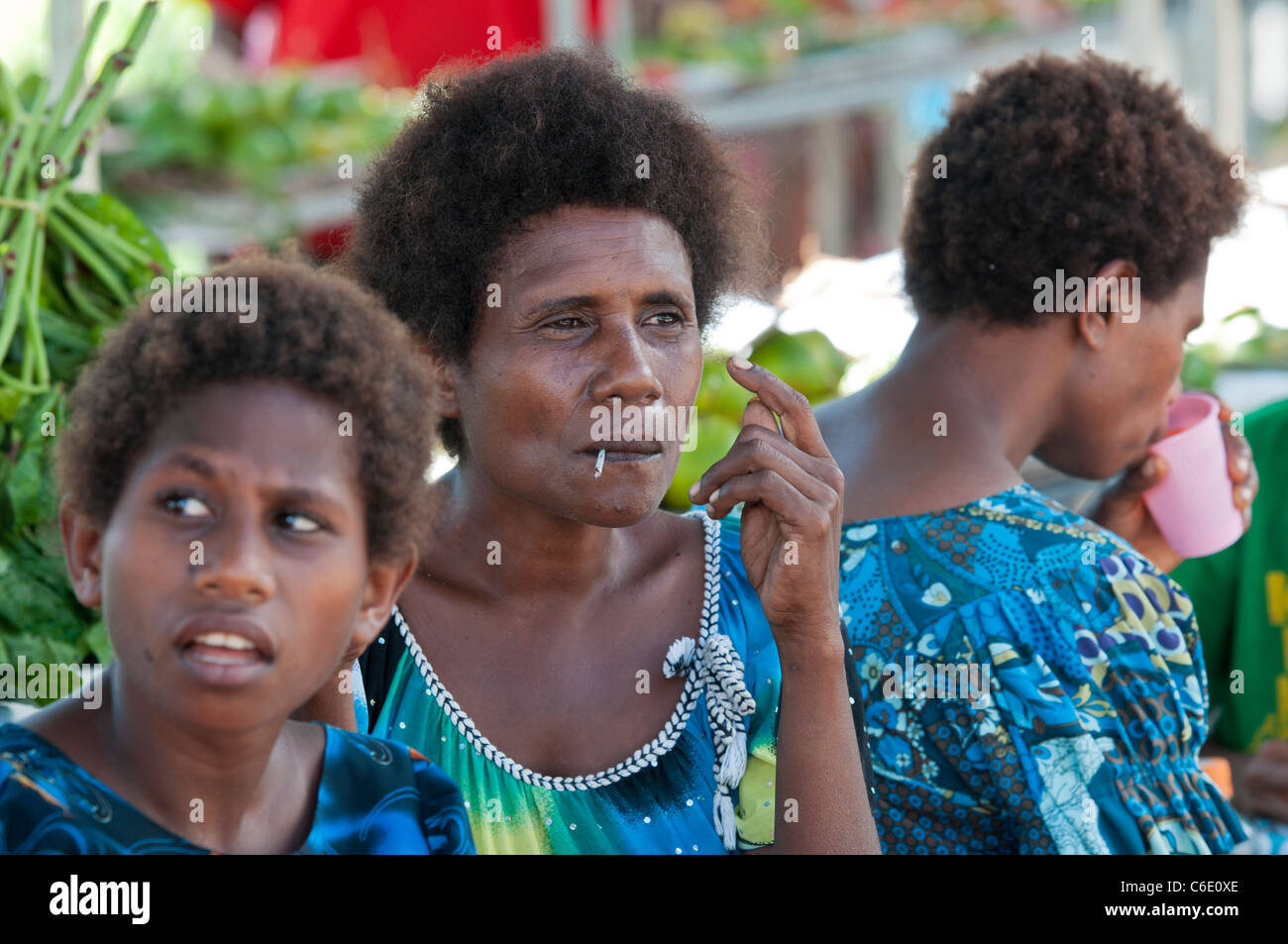 Local Ladies and Vendors in the Fruit and Vegetable Market, Rabaul Town ...