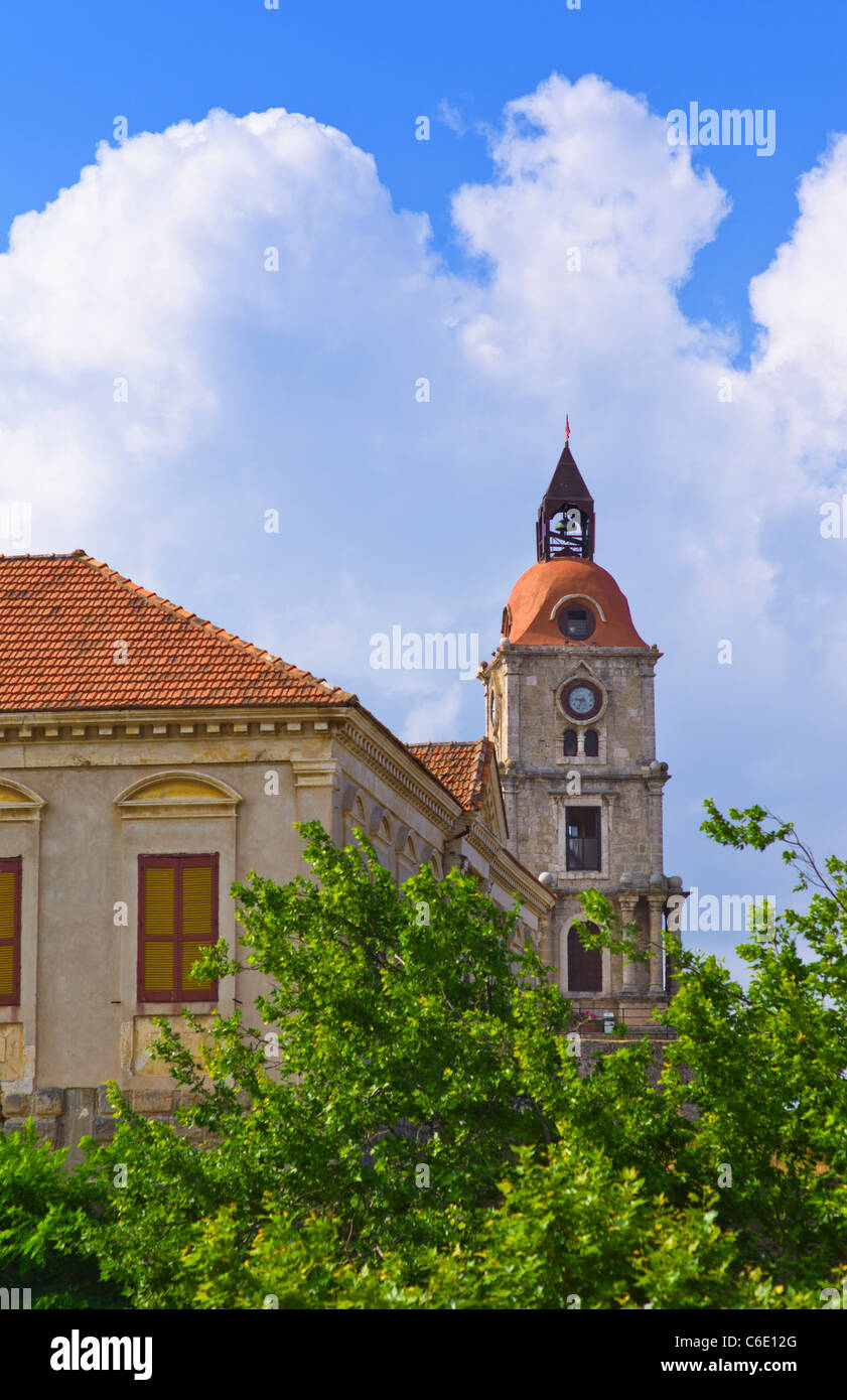 Greece, Rhodes, Clock tower Stock Photo - Alamy