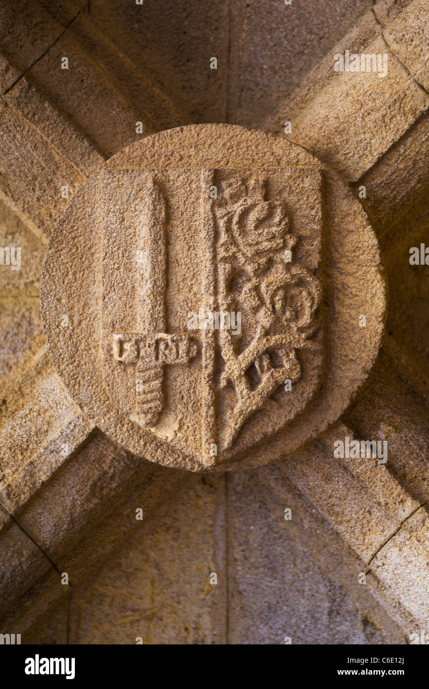 Greece, Rhodes, Stone shield on medieval fortified wall Stock Photo - Alamy