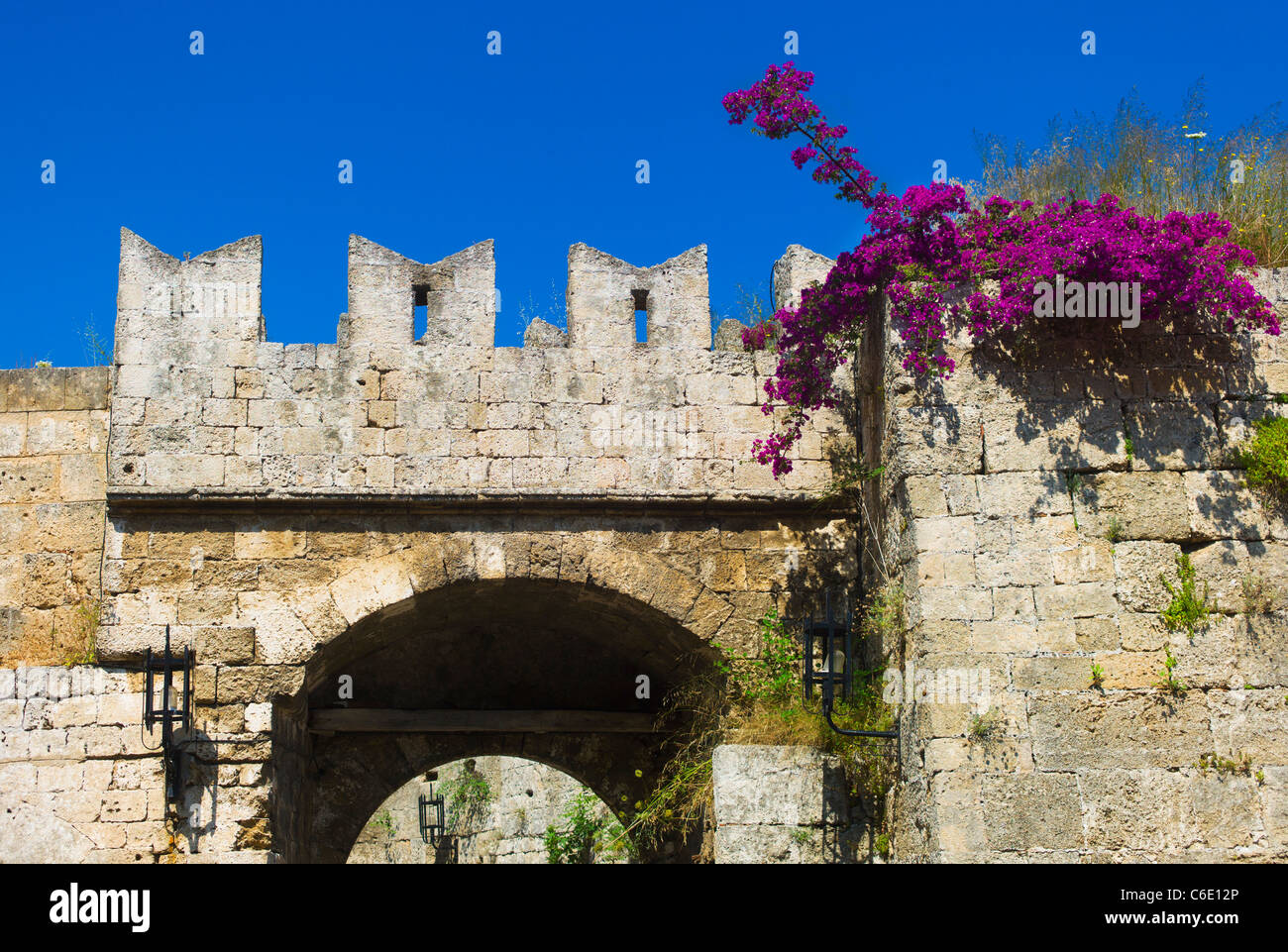 Greece, Rhodes, Medieval fortified wall Stock Photo - Alamy