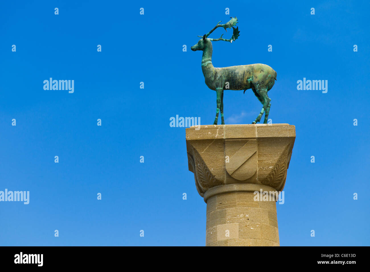 Greece, Rhodes, Deer statue in Mandraki Harbor Stock Photo - Alamy