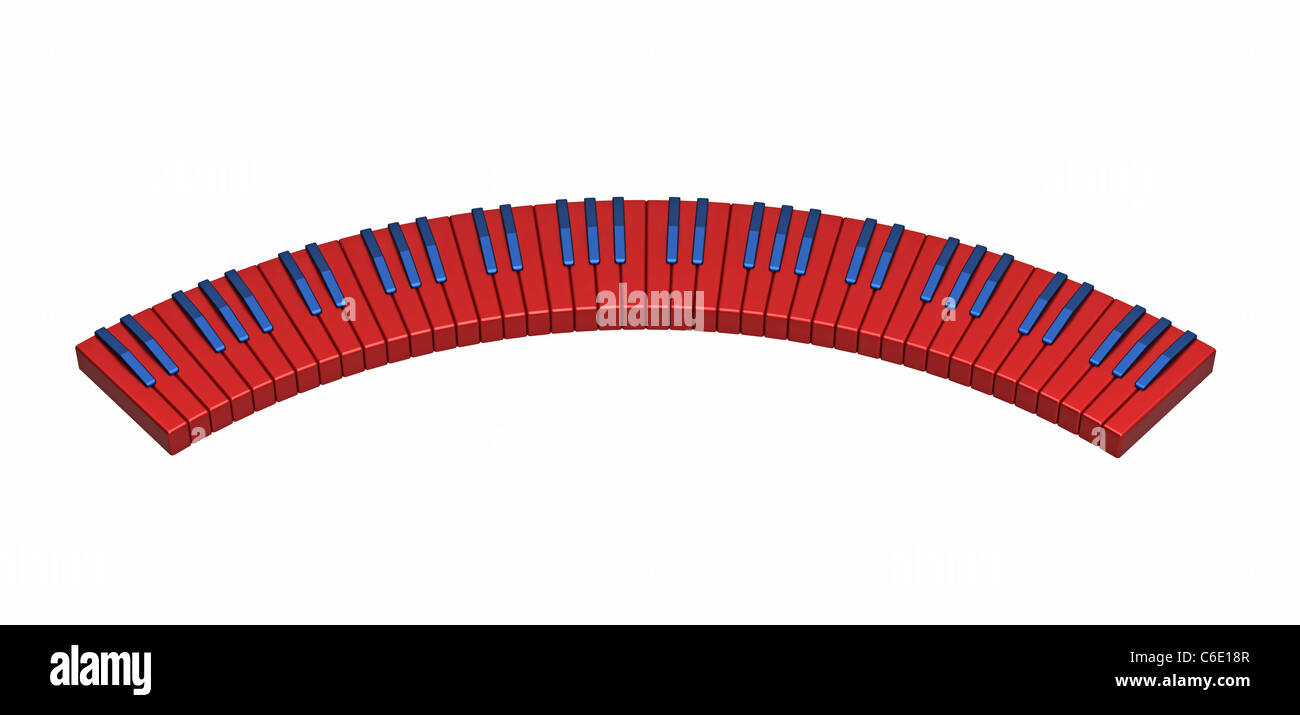 Red and blue keys on music keyboard Stock Photo - Alamy