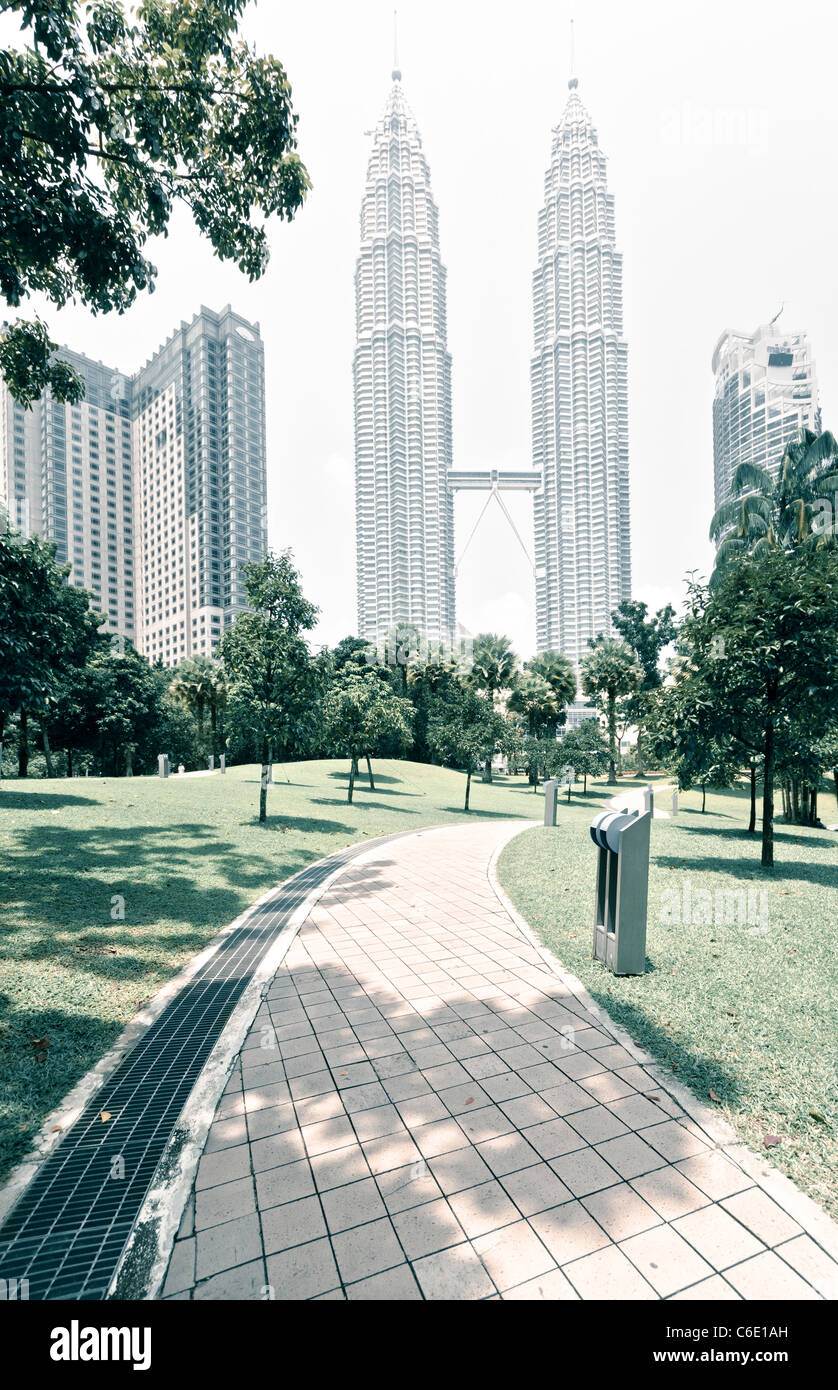 Petronas Twin Towers, seen from KLCC Park, Kuala Lumpur, Malaysia ...