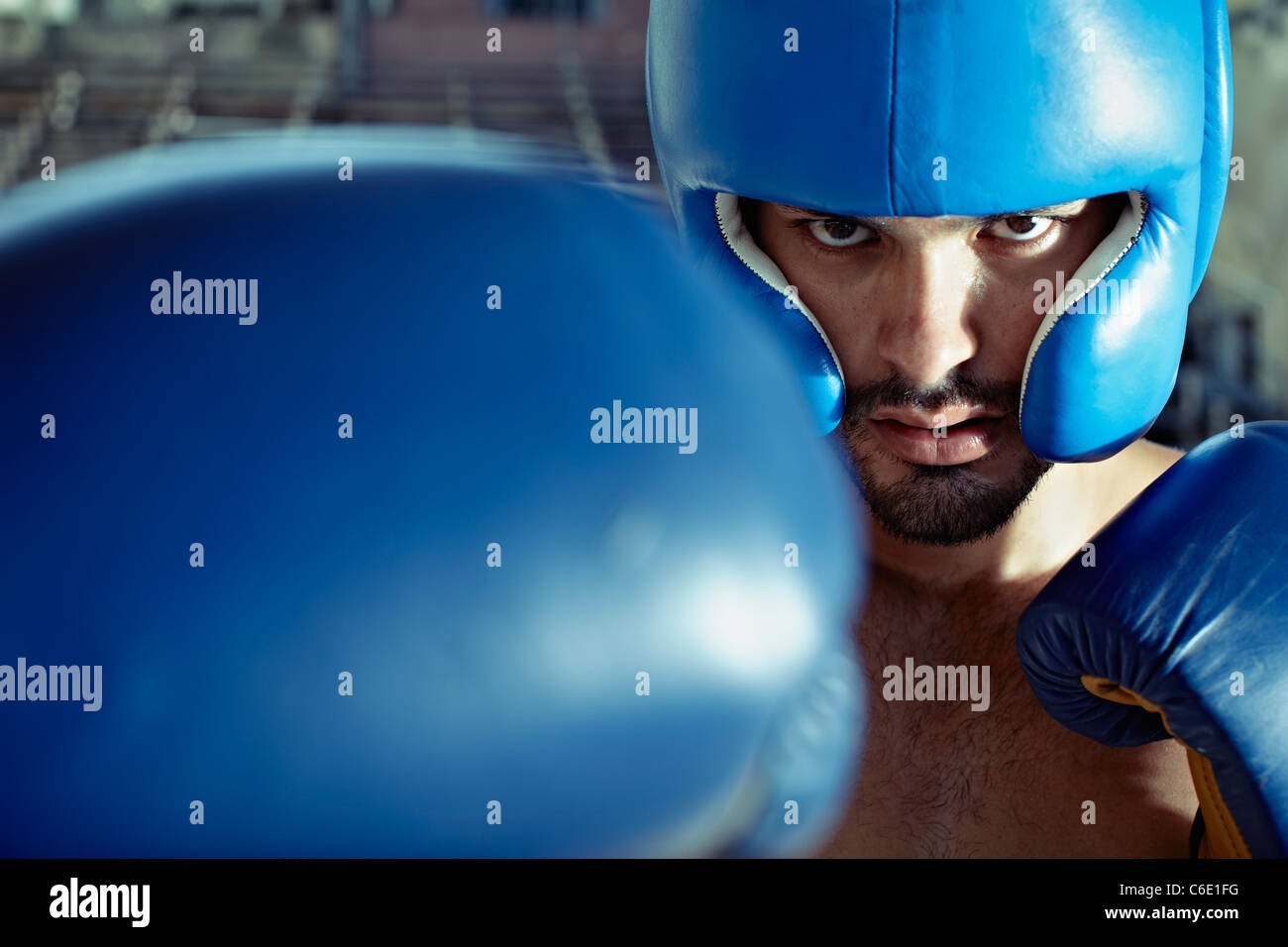 Hispanic boxer training in gym Stock Photo - Alamy