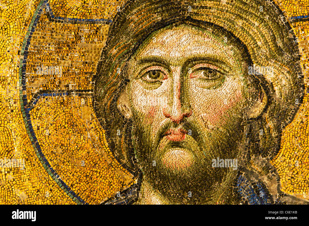 Turkey, Istanbul, Mosaic of Christ Pantocrator in Haghia Sophia Mosque ...
