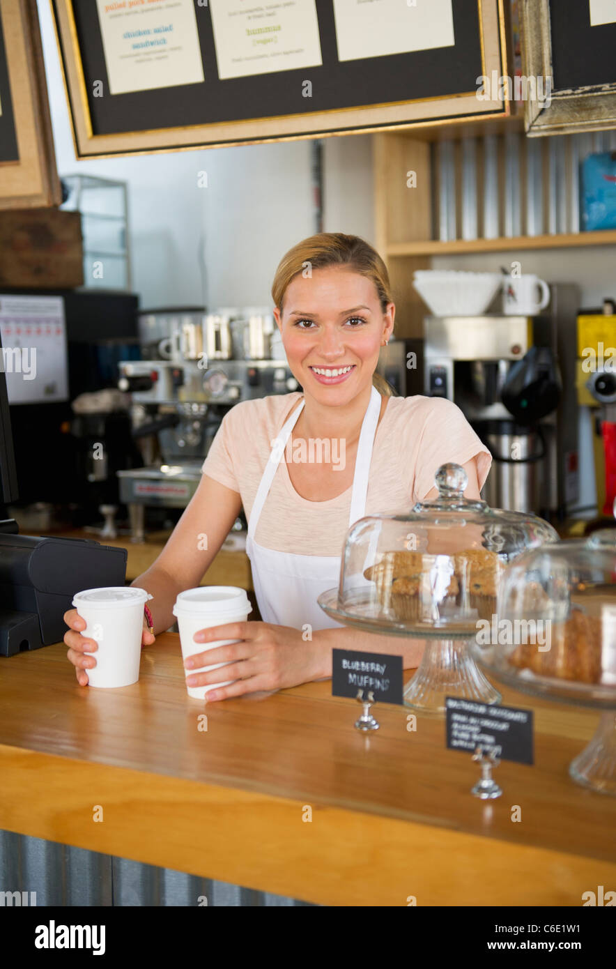 USA, New Jersey, Jersey City, female cafe owner Stock Photo - Alamy