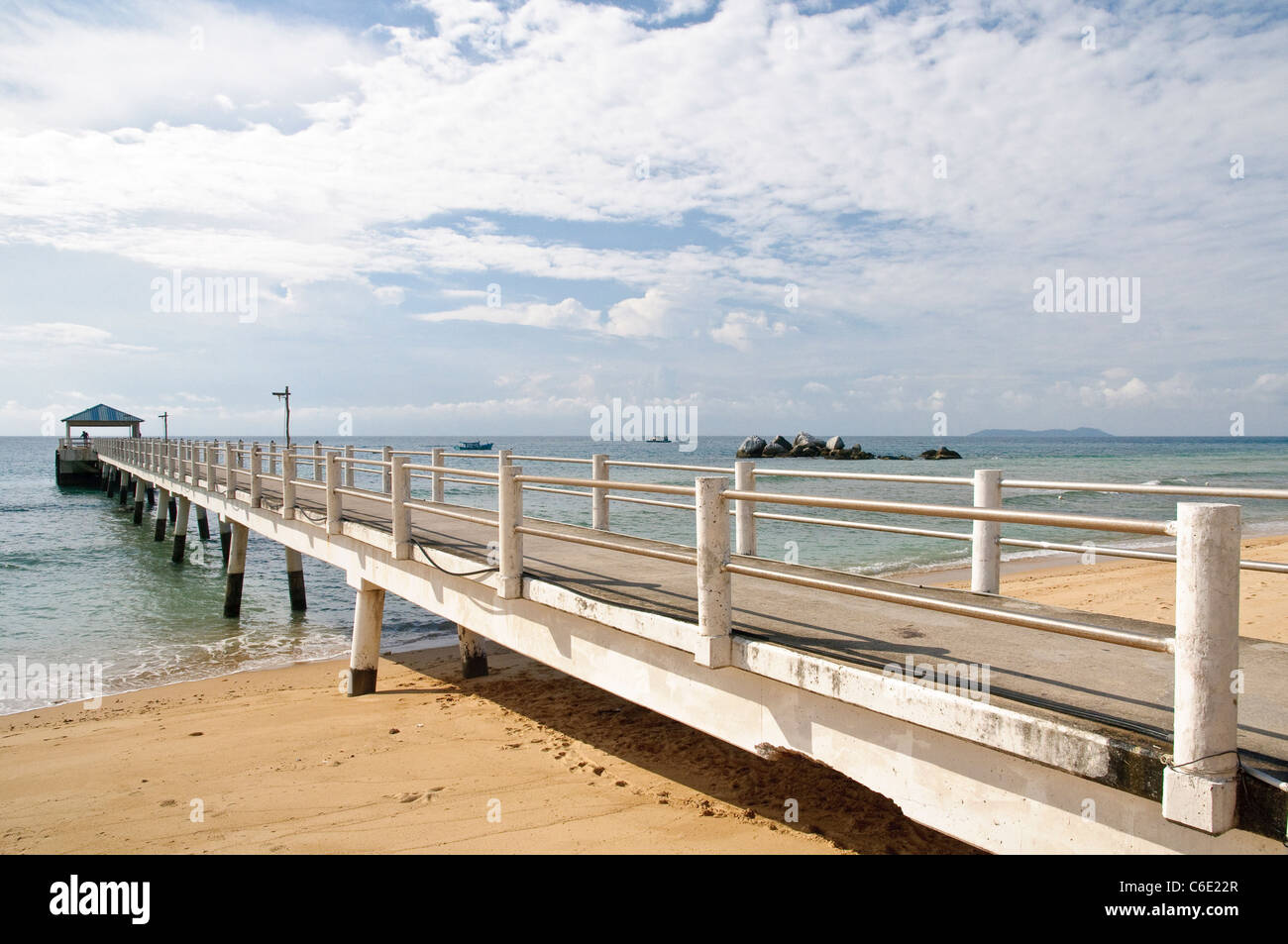Pier on the beach of Paya, Pulau Tioman Island, Malaysia, Southeast ...