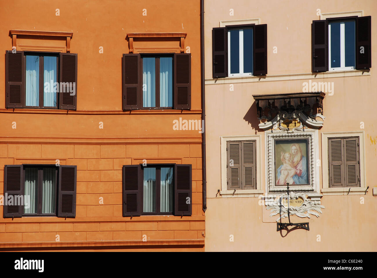 Rome, Windows in Piazza Navona Stock Photo - Alamy