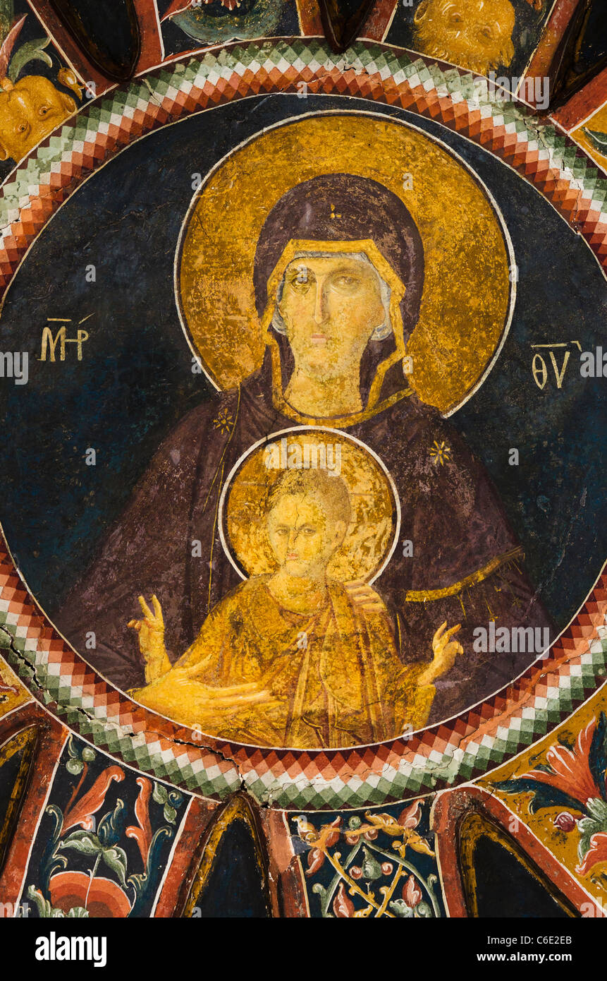 Turkey, Istanbul, Kariye Museum, madonna with child, fresco Stock Photo ...