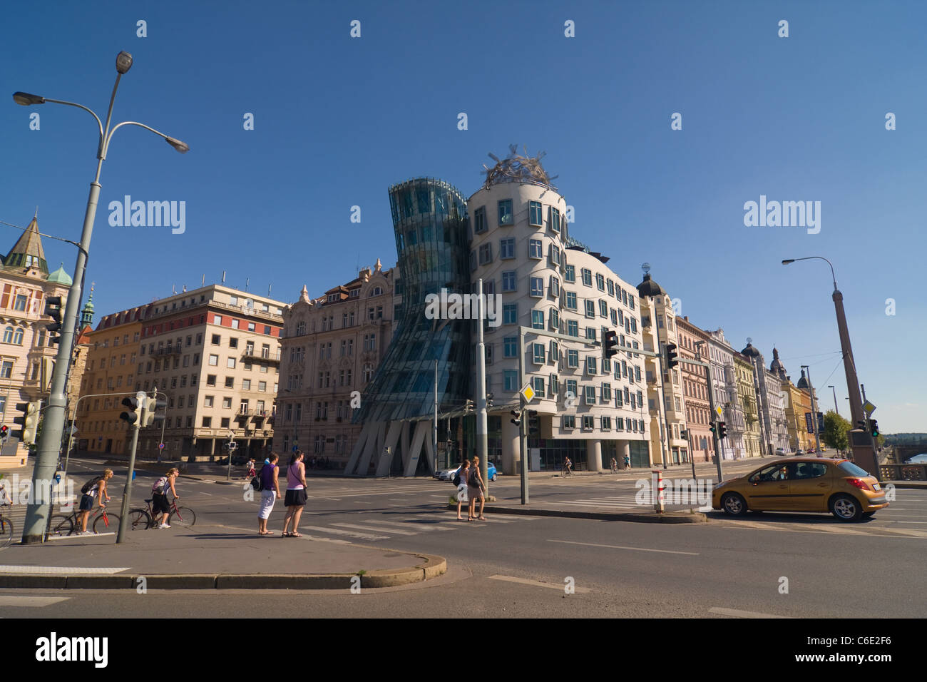 Dancing House along riverside Prague Czech Republic Europe Stock Photo ...