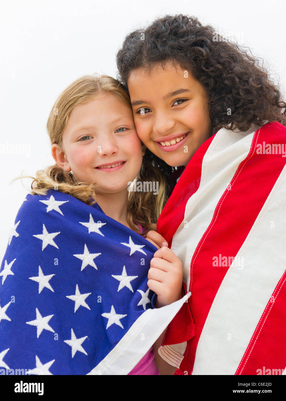 Girl wrapped in american flag hi-res stock photography and images - Alamy