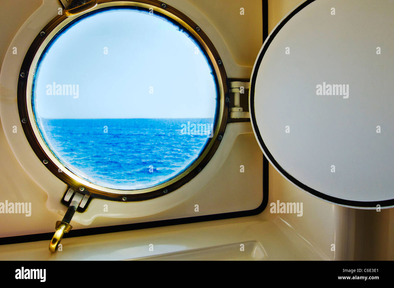 Greece, Ship portal window Stock Photo - Alamy