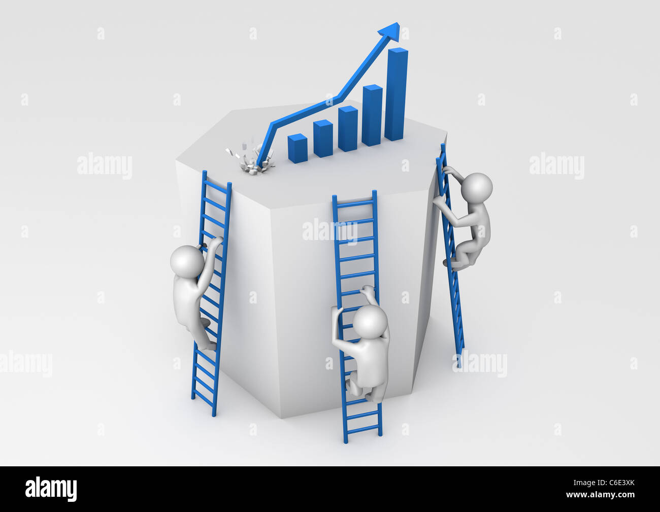 render of people climbing the ladder to success Stock Photo - Alamy