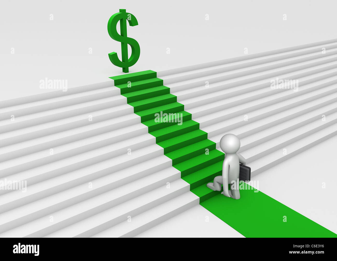 render of a businessman climbing the stairs to success Stock Photo - Alamy