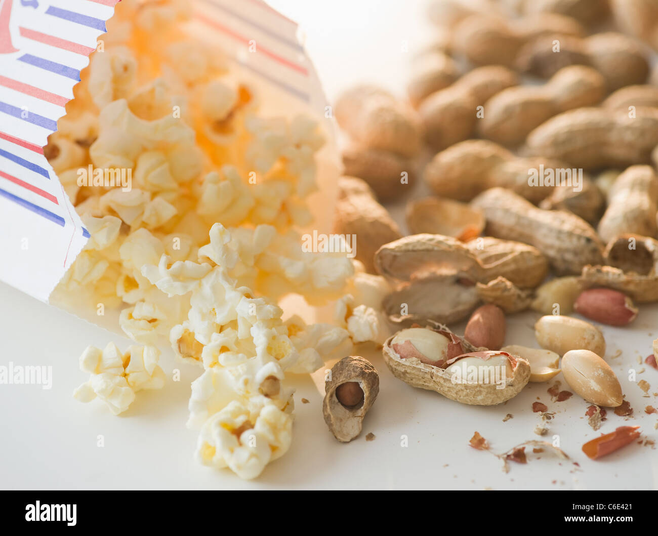 Close up of popcorn and peanuts Stock Photo - Alamy