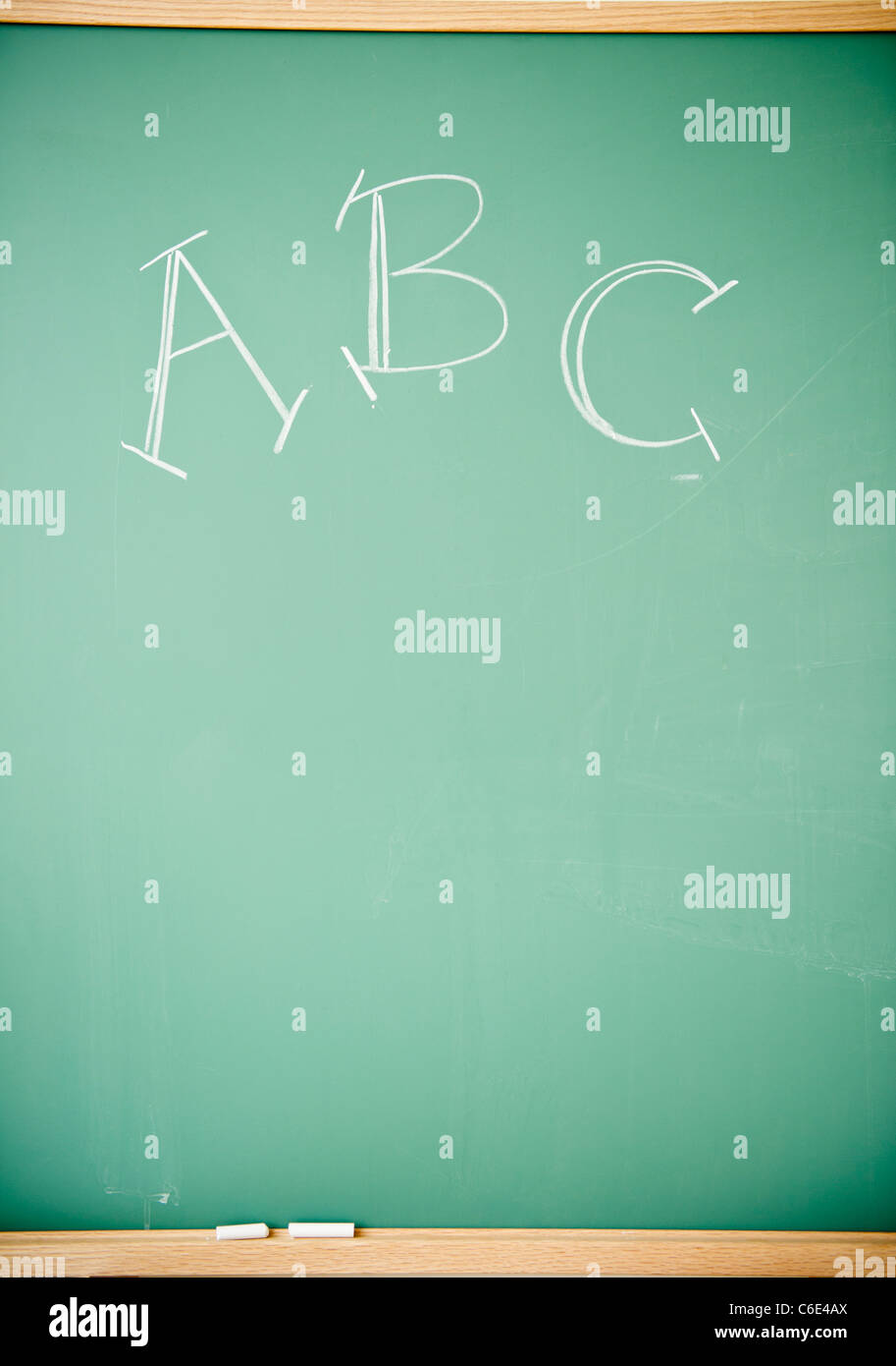 Close up of blackboard with ABC letters Stock Photo - Alamy