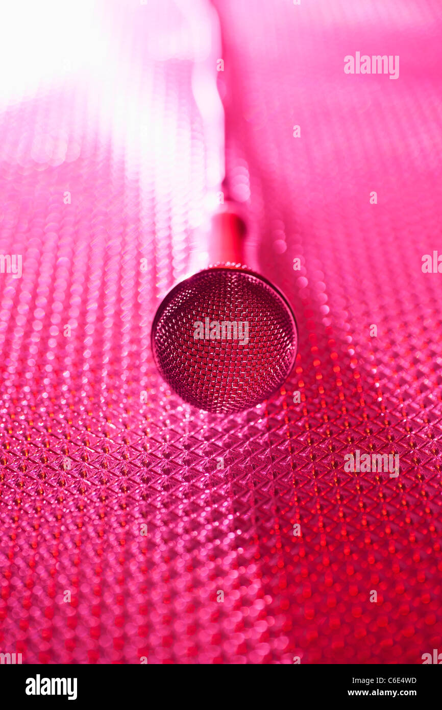 Close up of microphone lying on stage Stock Photo - Alamy
