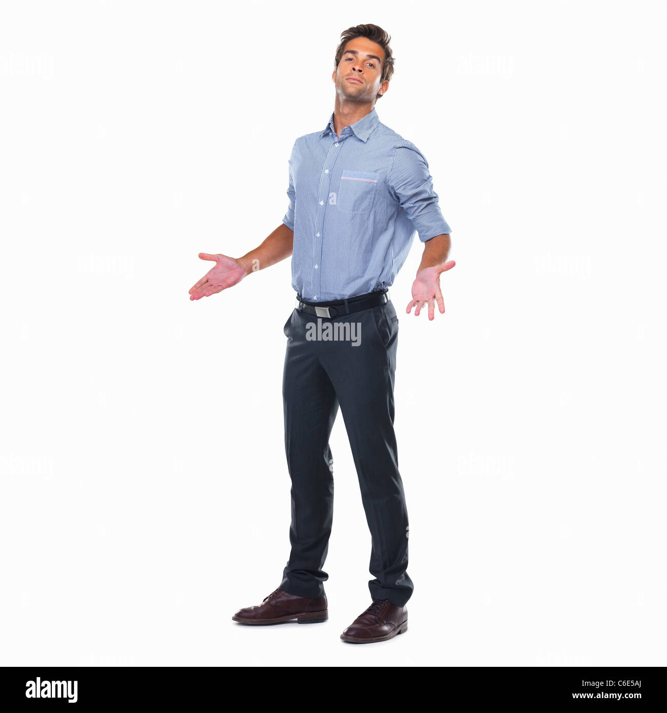 Confident businessman gesturing Cut Out Stock Images & Pictures - Alamy
