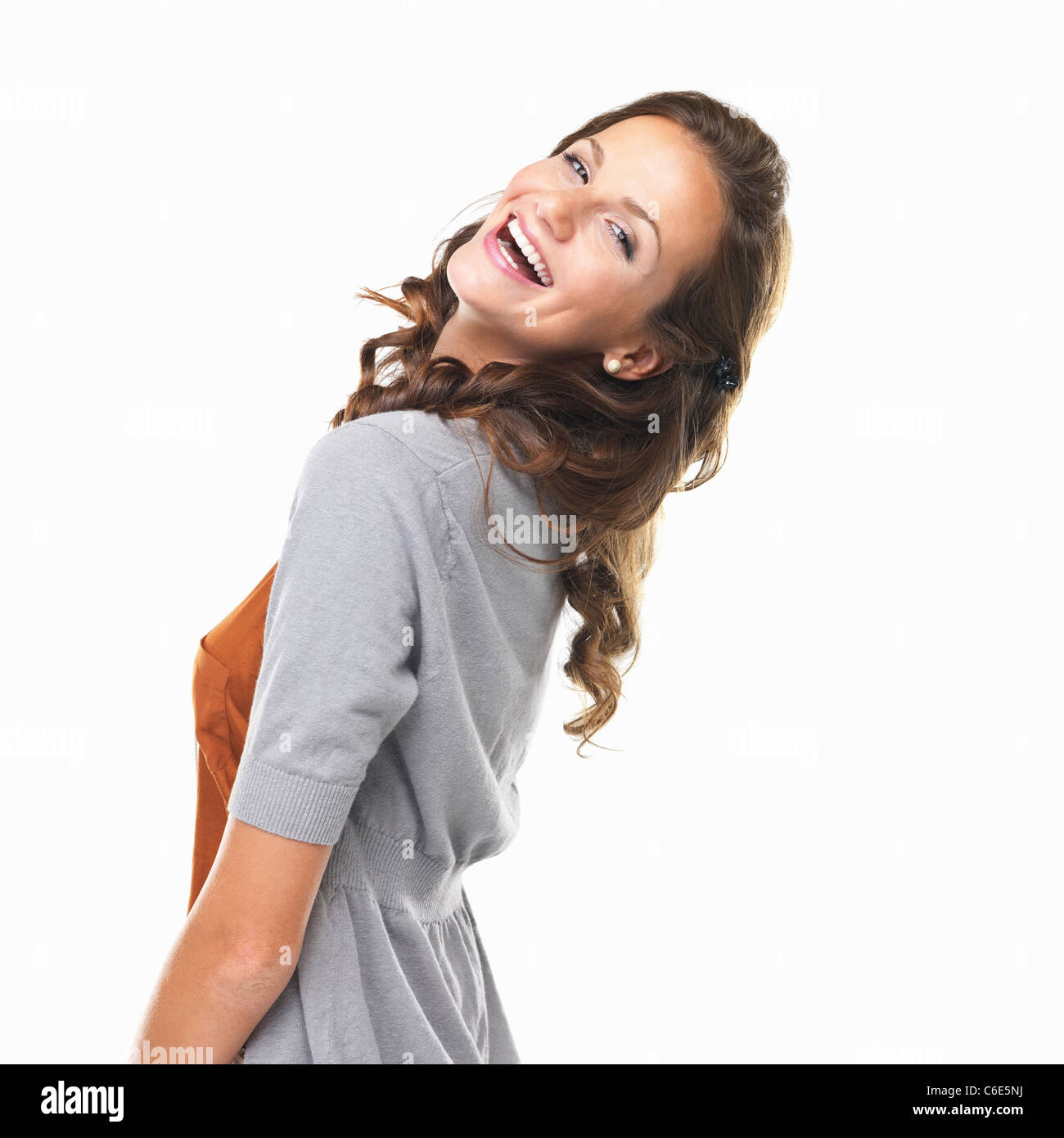 One woman only looking over shoulder Cut Out Stock Images & Pictures ...