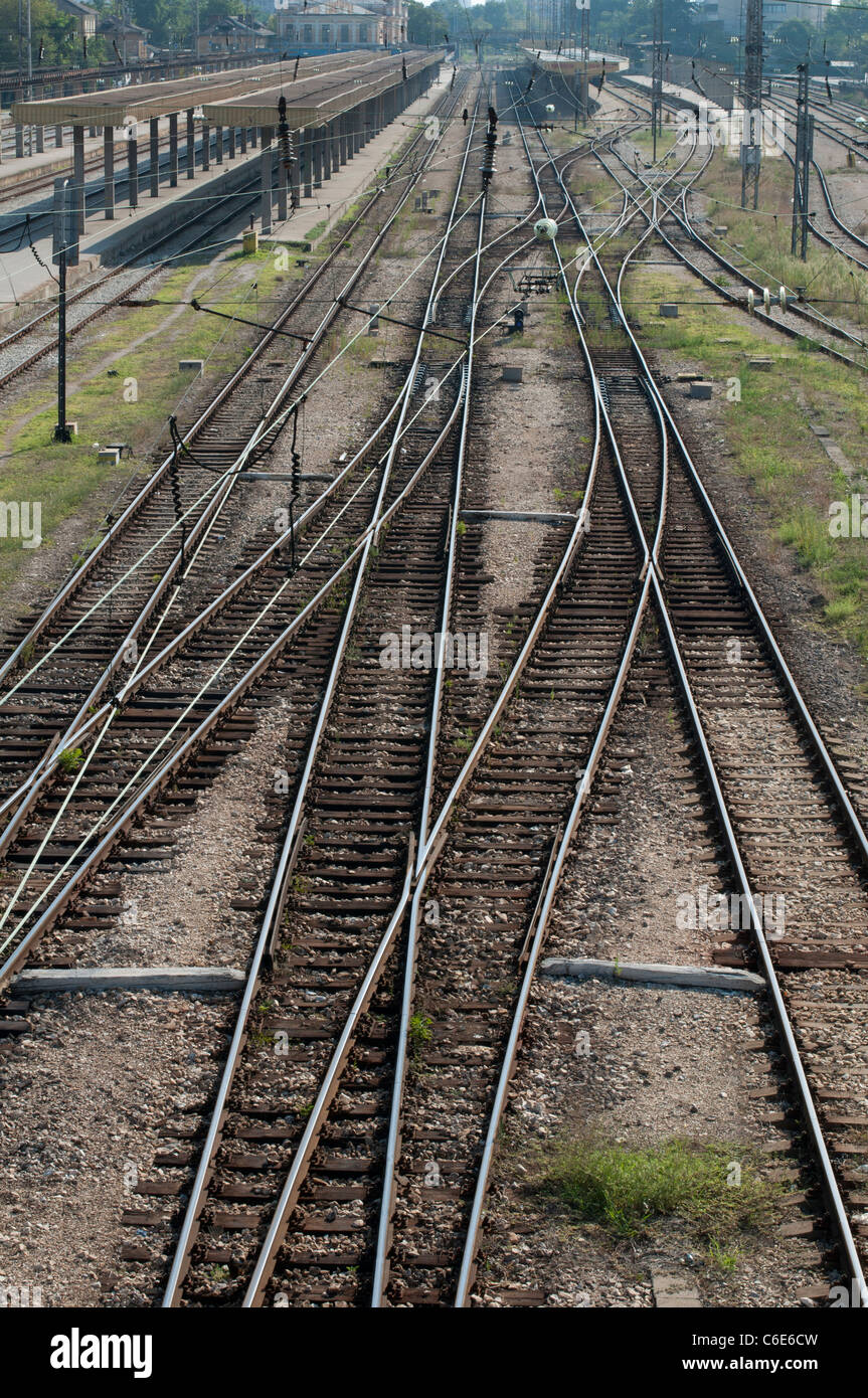 Railways on station. Realways network Stock Photo - Alamy