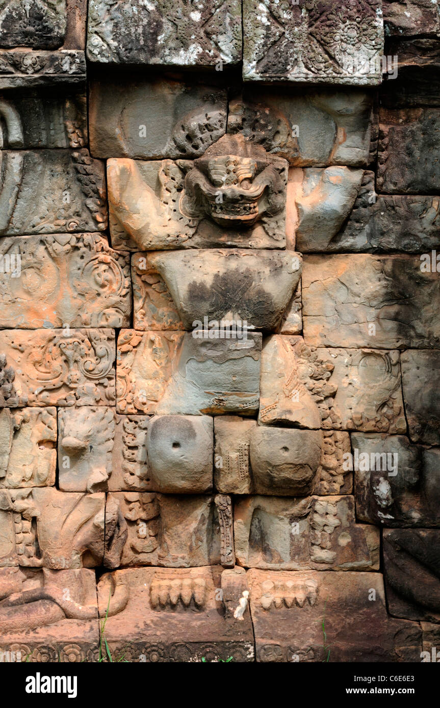 Angkor Thom Siem Reap Cambodia wall carving bas relief terrace Demon ...