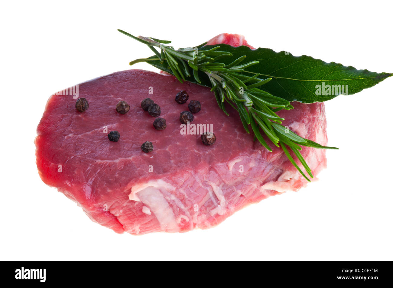 Fillet of beef with pepper and spices on white background Stock Photo ...