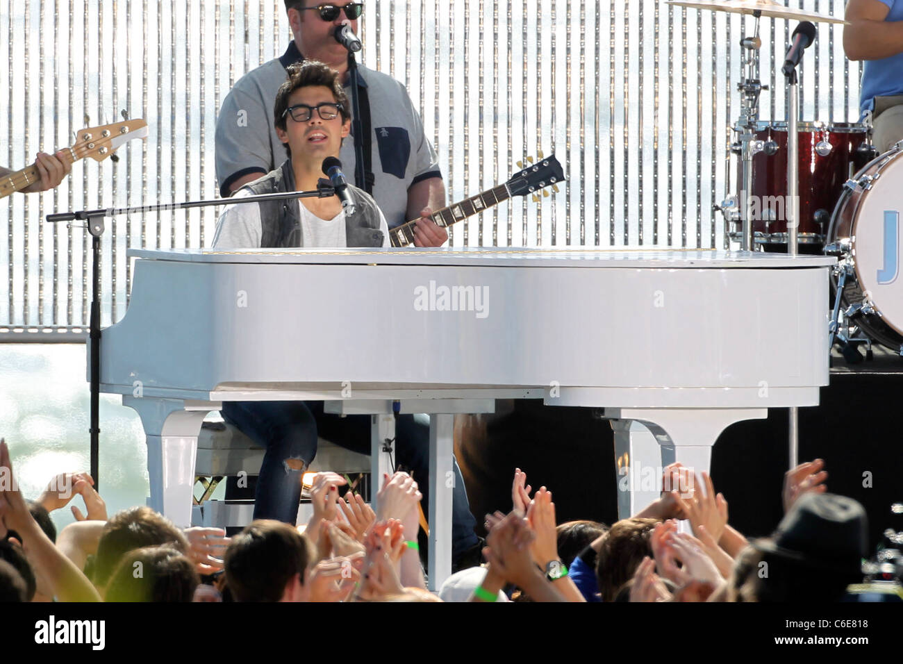 Joe Jonas The Jonas Brothers on the set of their new music video in the ...