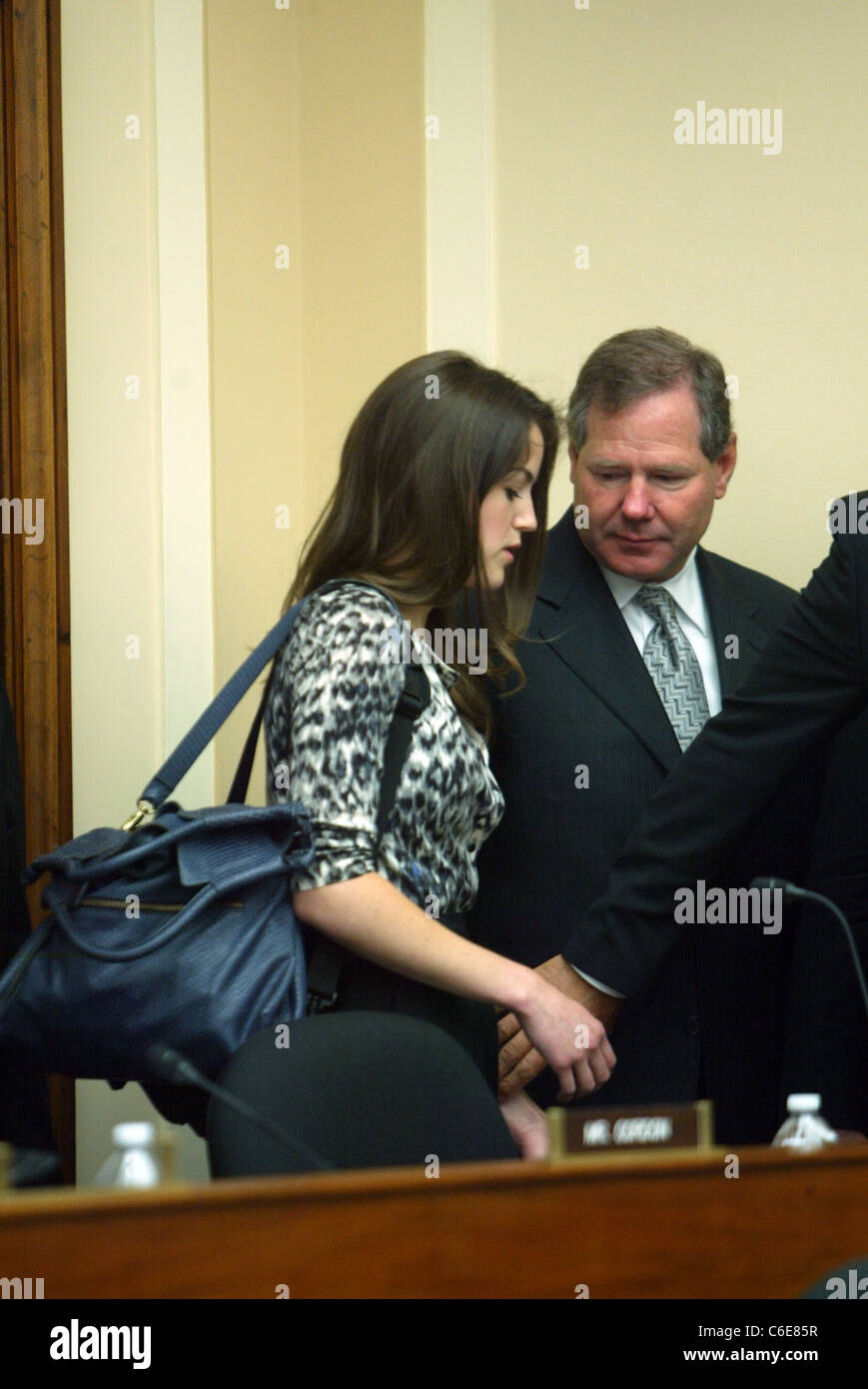 Kevin Costner and Lily Costner depart the Rayburn Building after ...