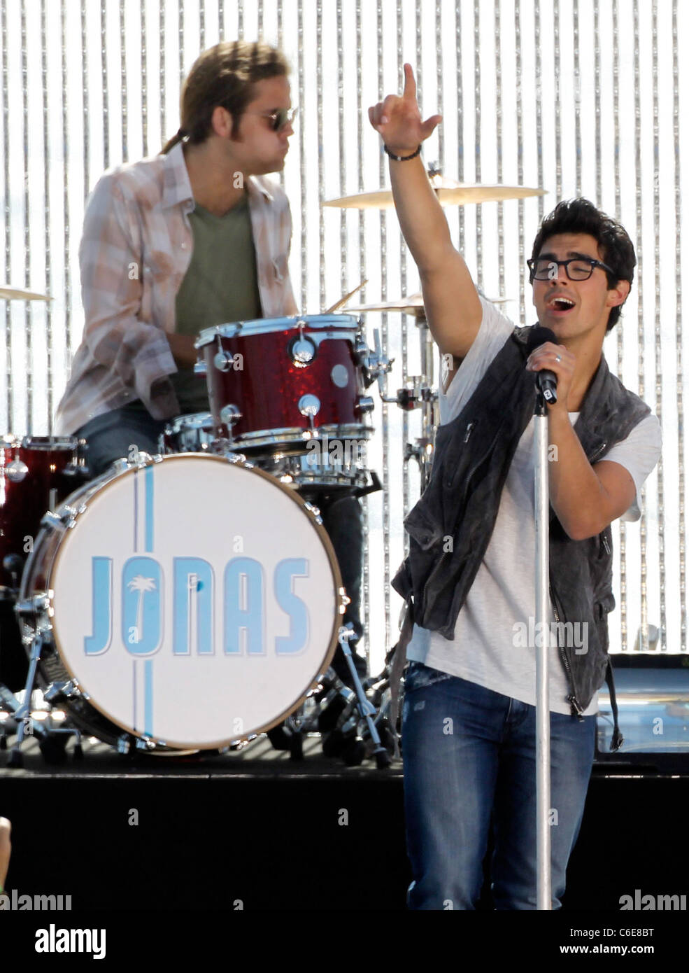 Joe Jonas The Jonas Brothers on the set of their new music video in the ...