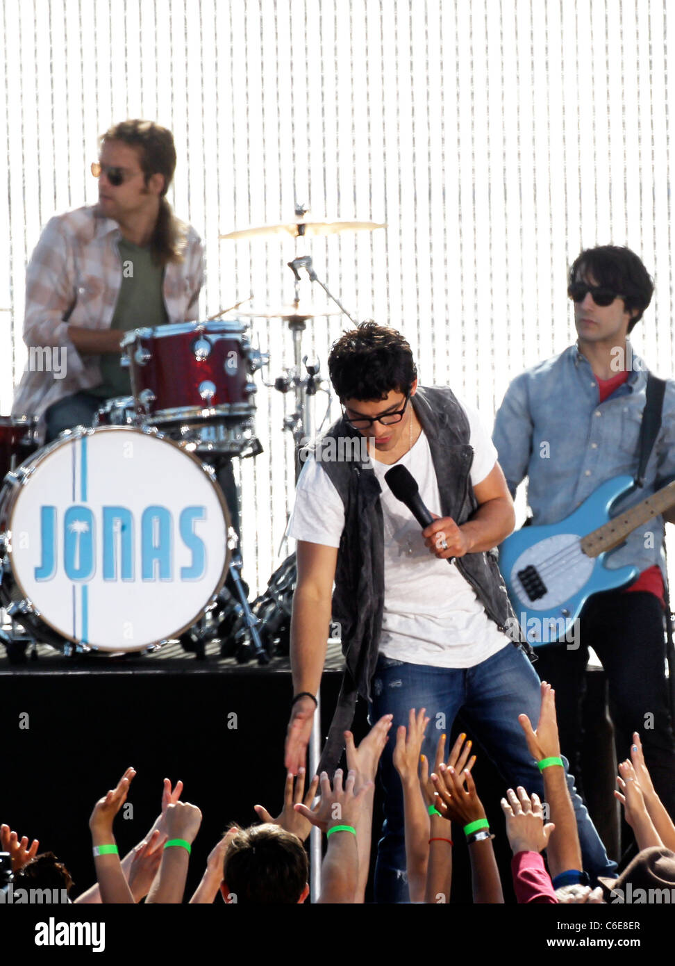 Joe Jonas The Jonas Brothers on the set of their new music video in the ...