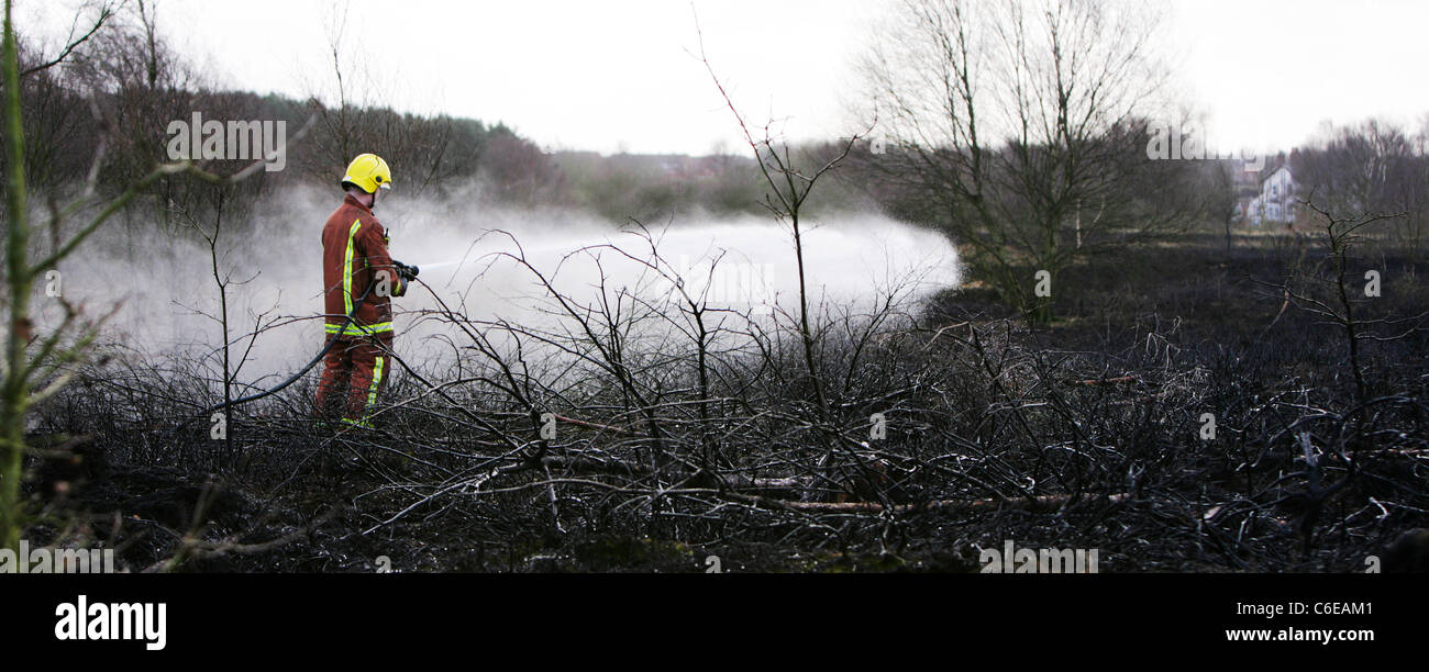 Grass Fire west midlands fire service Stock Photo - Alamy