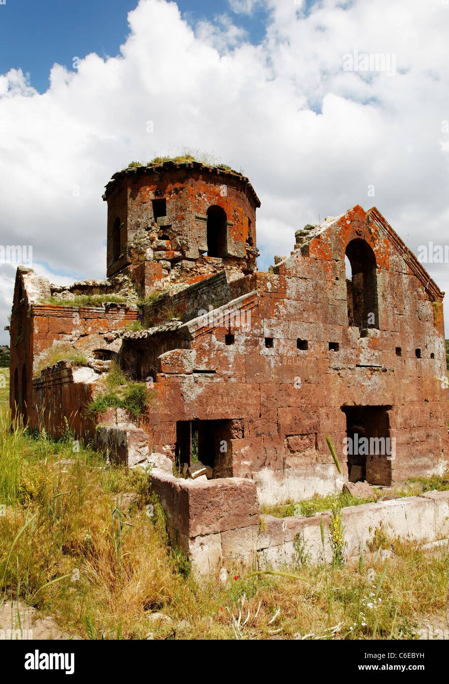 Derelict Old Red Church of red sandstone limestone construction ...
