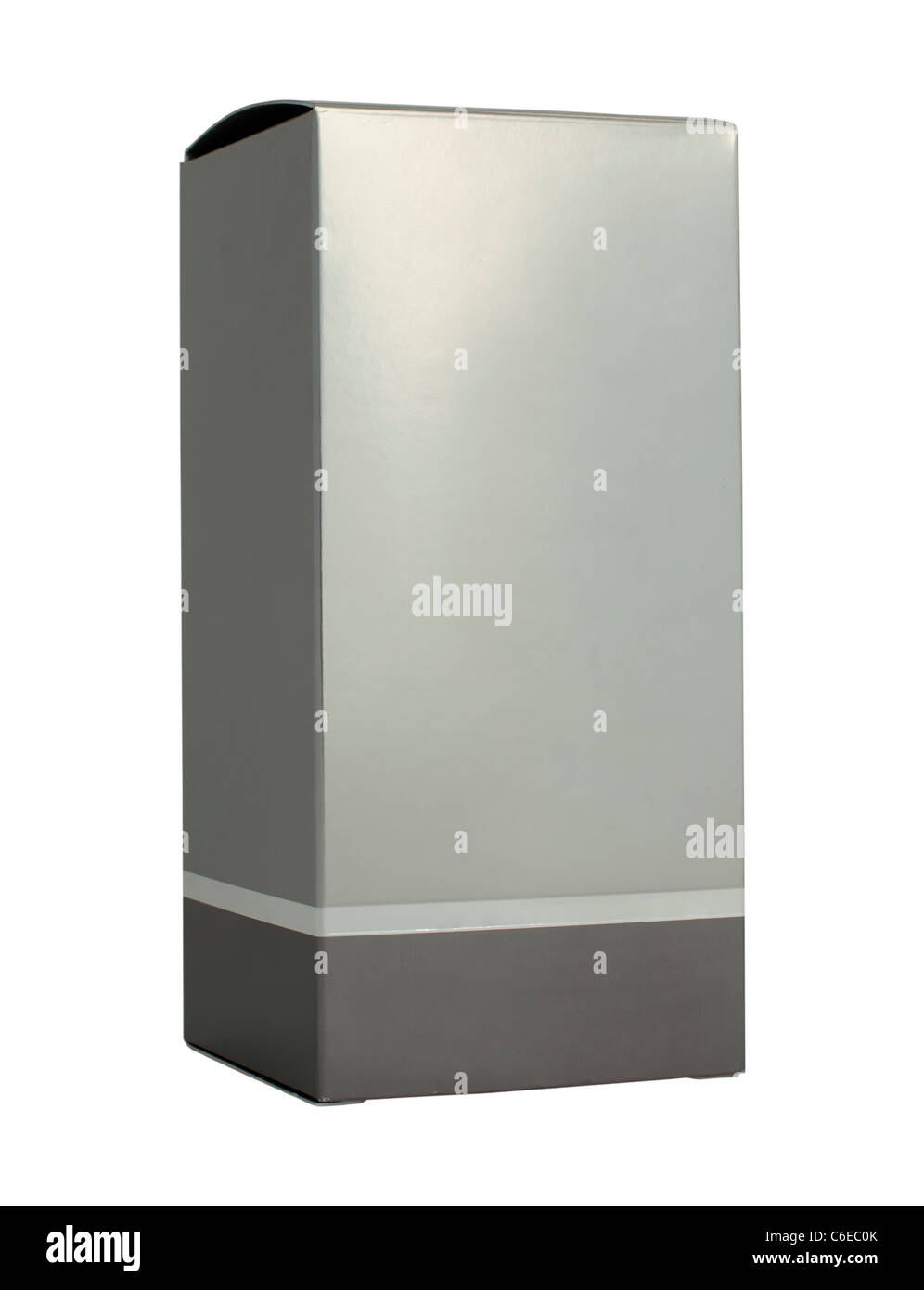 Grey box packaging. Paper made silver color. White isolated Stock Photo ...