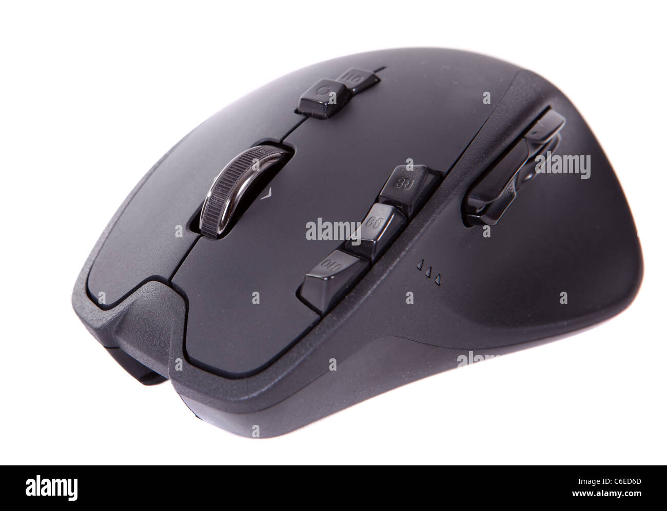 Wireless black laser computer mouse isolated on white background Stock ...