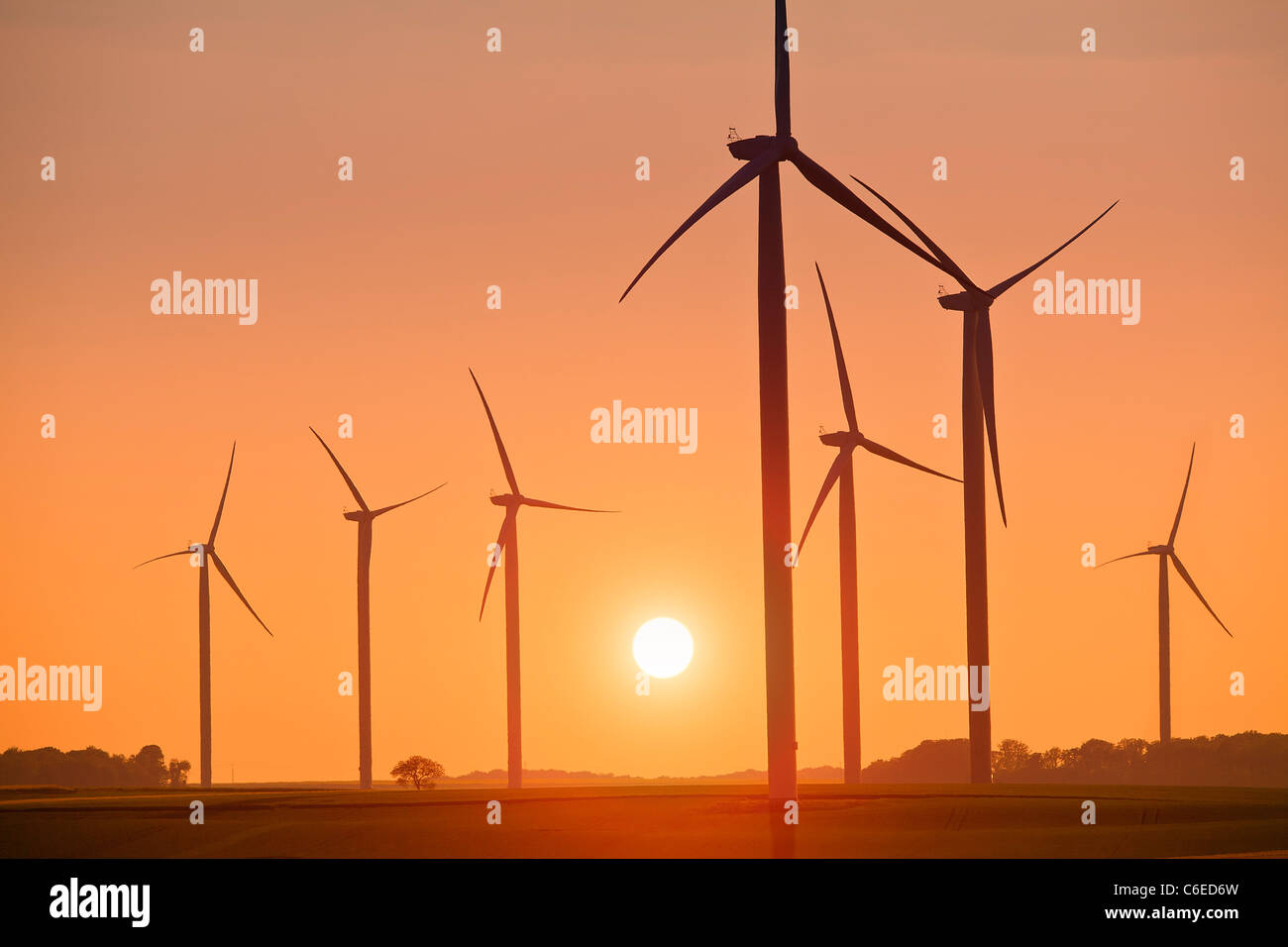 Wind Turbines at Sunset Stock Photo - Alamy